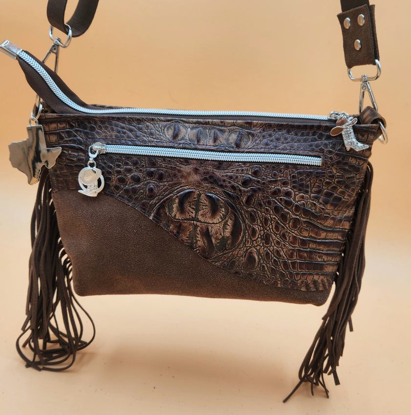 Texas western leather, suede, and cow hair pursespurses. Concealed ...